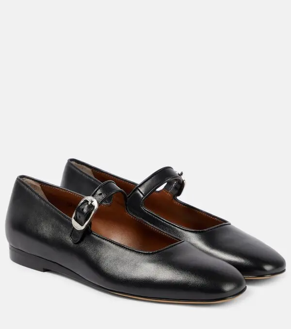Le Monde Beryl Leather Ballet Flats - Black