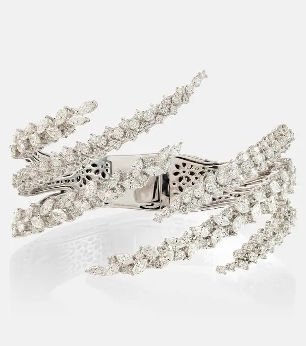 Yeprem 18kt White Gold Diamond Cuff Bracelet