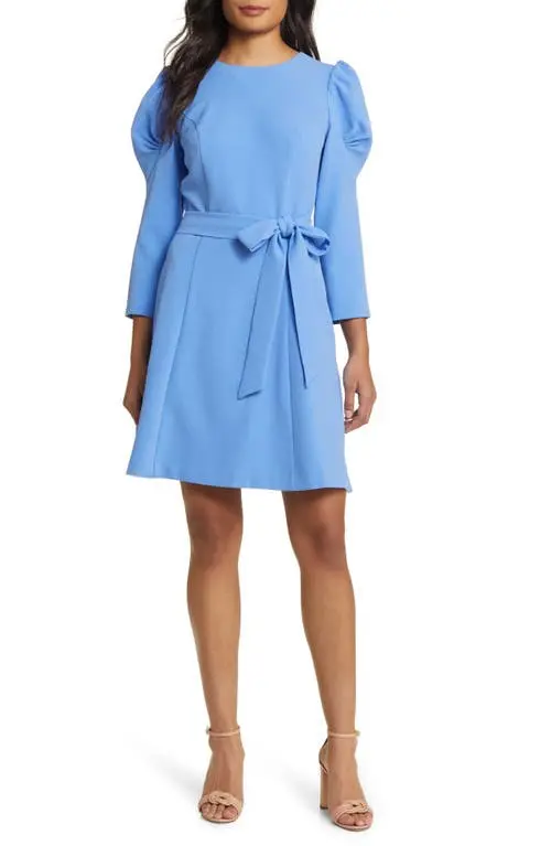 Eliza J Tie Belt A-Line Dress In Periwinkle - 71% Off | Editorialist