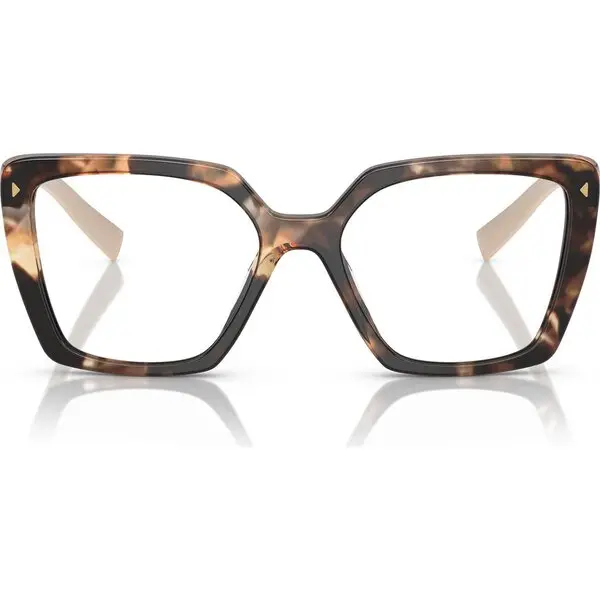 Prada 51mm Square Eyeglasses - Brown Tort