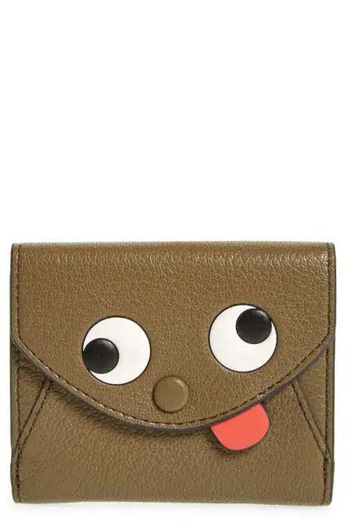 Anya Hindmarch Mini Eyes Leather Card Case - Fern/Clementine 