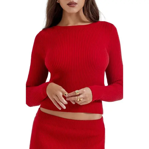 House Of Cb Sula Bow Back Rib Sweater
