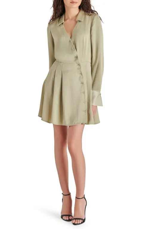 princess polly baby blue dress Black Satin Asymmetrical Button Down Shirt Dress Long sleeve A-Line Dress,  Women's Fashion, Dresses & Sets, Dresses on Carousell main image 0