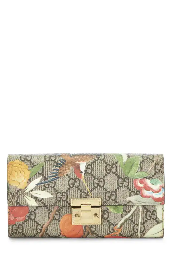 Gucci Original Gg Supreme Canvas Tian Padlock Wallet On Chain In
