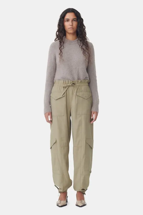 GANNI High Waist Pocket Trousers - Aloe