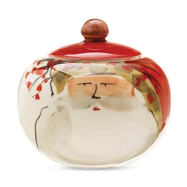 VIETRI Old St. Nick Sugar Bowl With Lid