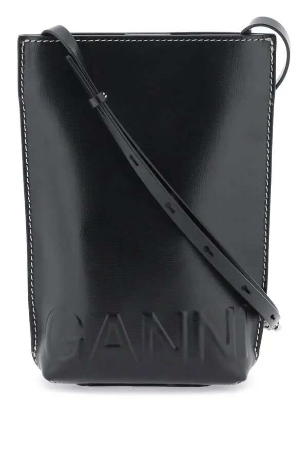 GANNI Leather Crossbody Bag - Black | Editorialist
