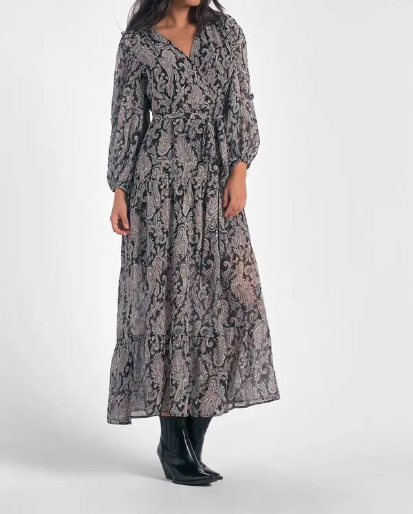 Elan Dress Maxi V-Neck Short Sleeve