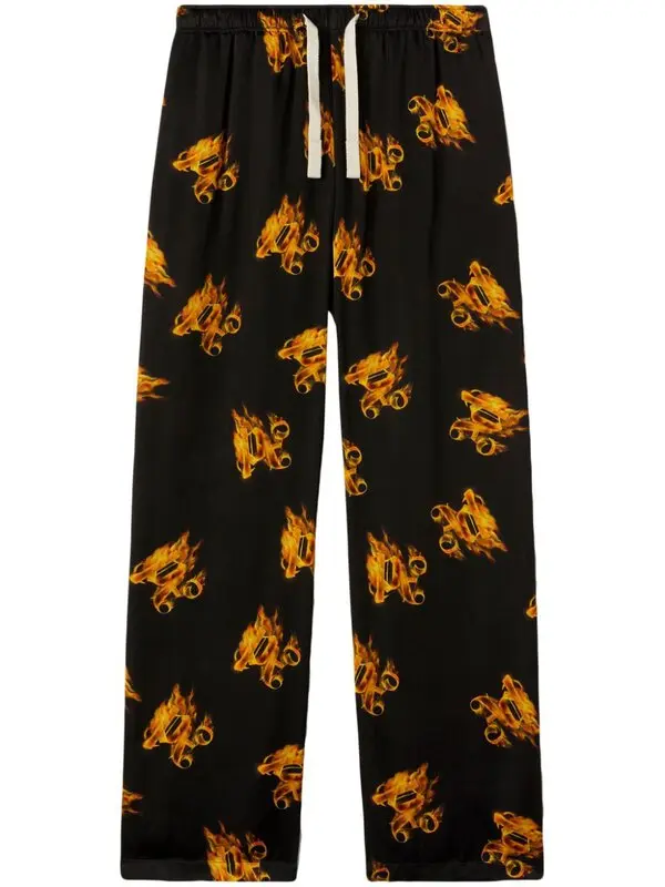 Palm Angels Burning Monogram-embroidered Track Pants - Black