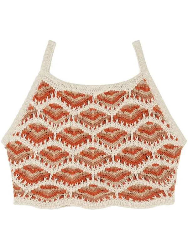 Alanui Hawa Mahal Crochet-knit Top - Neutrals