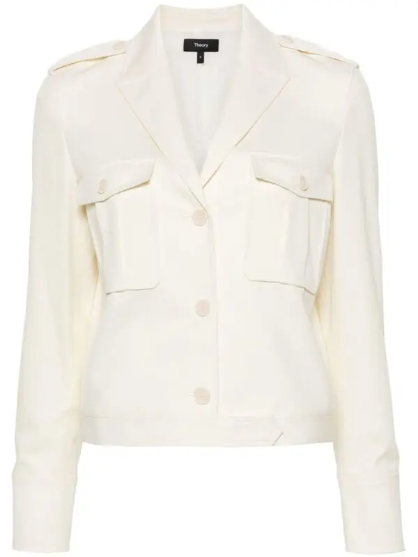 Theory Peak-lapel Cropped Jacket - Neutrals
