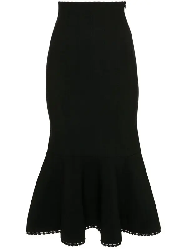 Victoria Beckham Vb Body Scallop-trim Flared Skirt