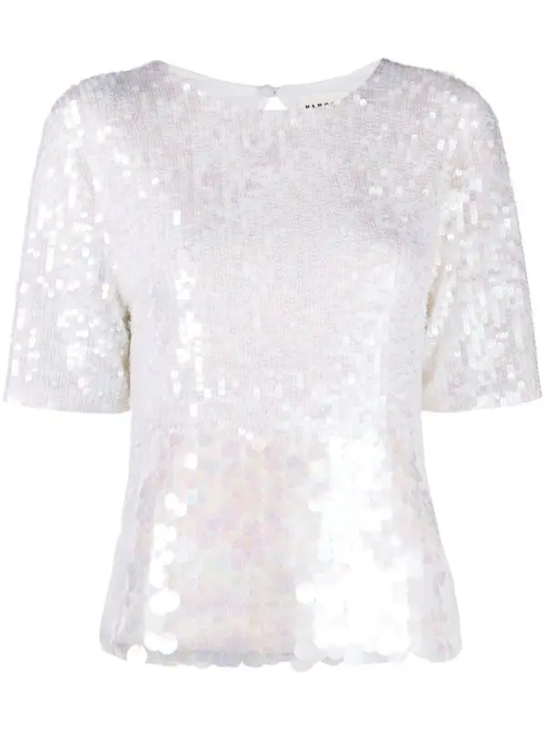 P.a.r.o.s.h Sequin Embellished T-shirt - Neutrals