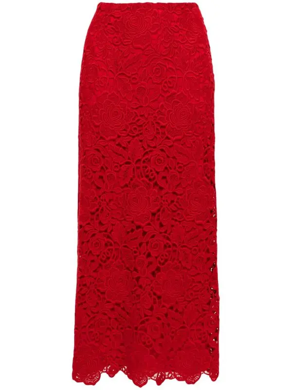 Valentino Garavani Guipure Lace Maxi Skirt - Red