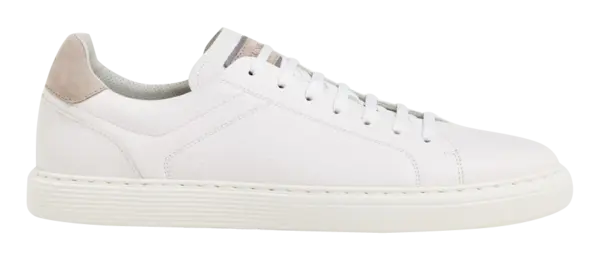 Brunello Cucinelli Grained Calfskin Sneakers - White