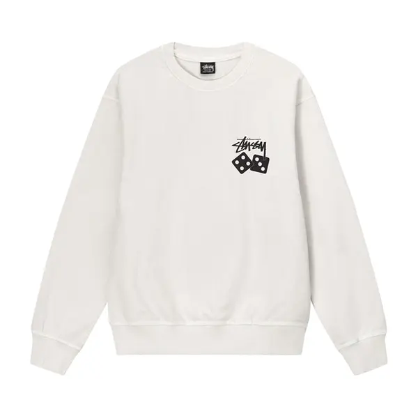 StÜssy Dice Pigment Dyed Crew - White