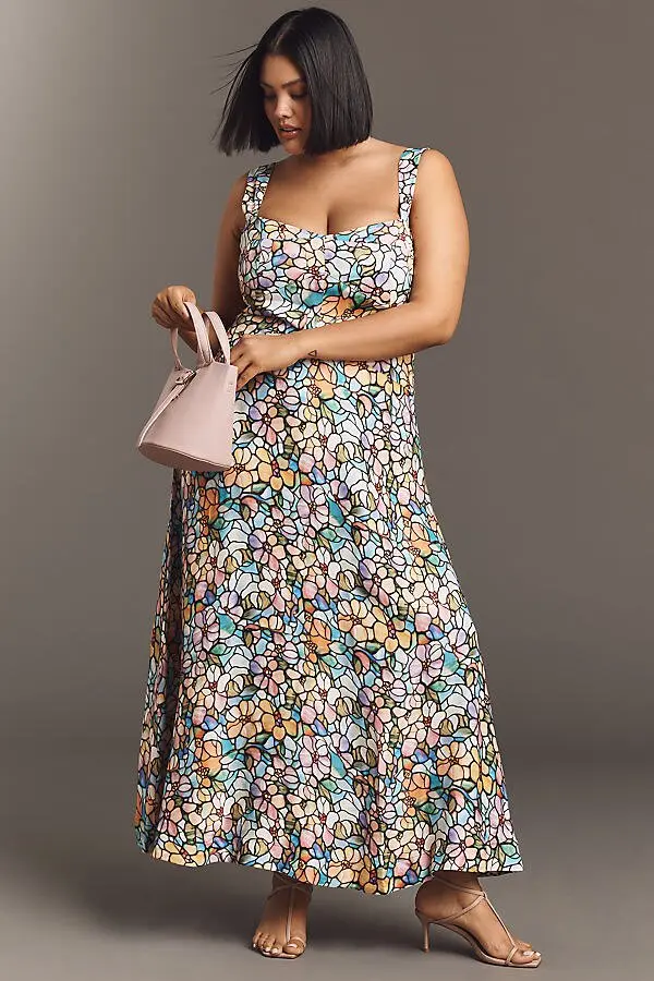Maeve The Jocelyn Sleeveless Slip Midi Dress - Blue Pattern