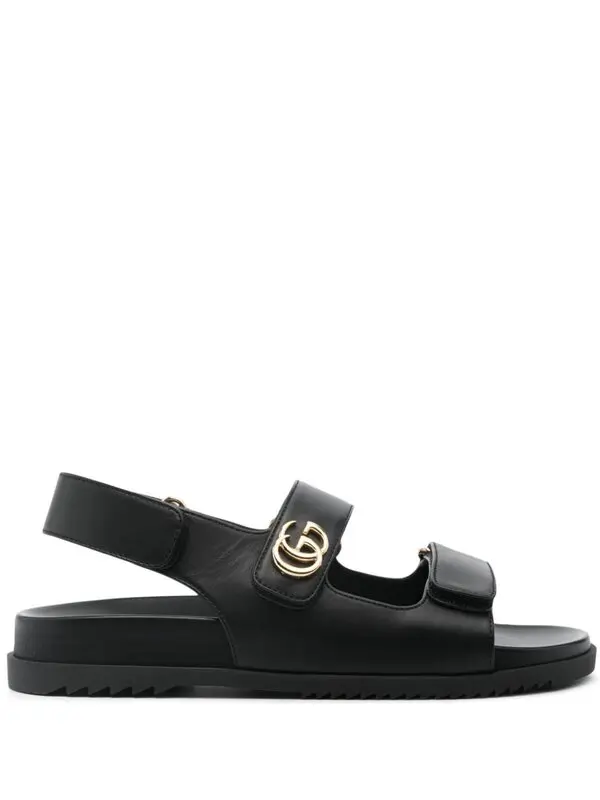 Gucci Gg Leather Sandals - Black | Editorialist display picture 3