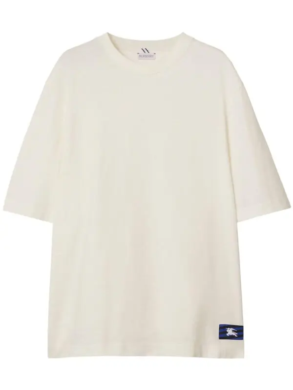 Burberry Ekd Logo-patch Cotton T-shirt - Neutrals
