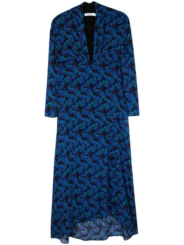 IRO PARIS Nollie Shirred Maxi Dress - Blue
