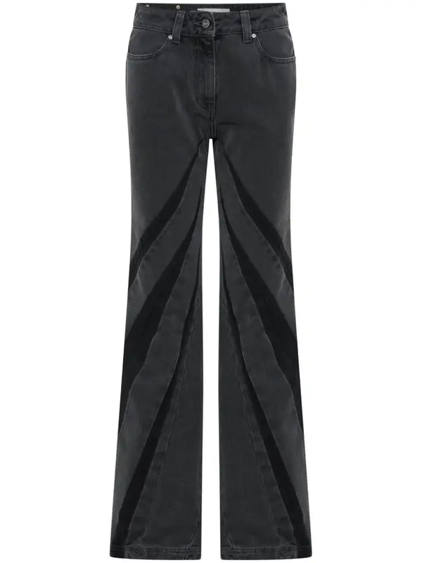 DION LEE Darted Bootcut Jeans - Black