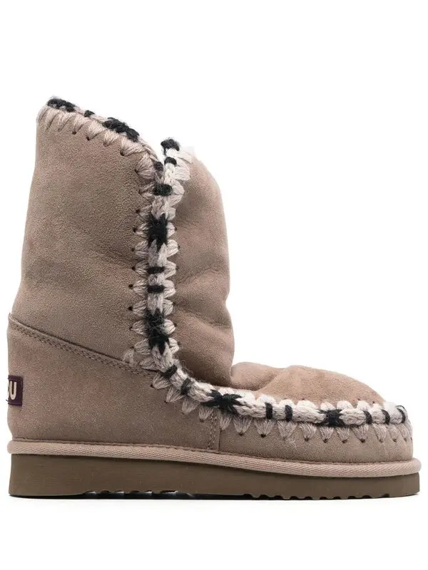 Mou Contrast-stitching Moccasin Boots