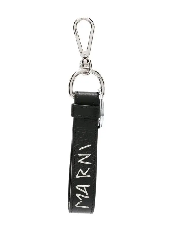 Marni Embroidered-logo Leather Keychain