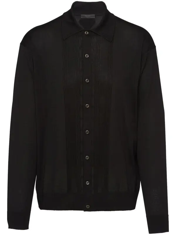 Prada Spread-collar Silk Cardigan