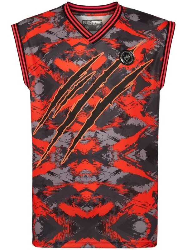 PLEIN SPORT Logo-print Camouflage Tank Top - Orange