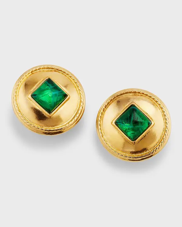 BEN-AMUN 24k And Emerald Earrings