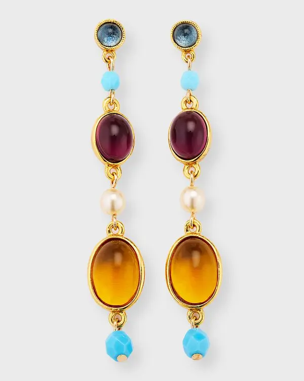 BEN-AMUN Goldtone Multi Stone Drop Earrings