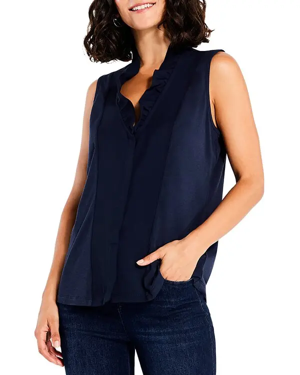 NIC+ZOE Ruffled Sleeveless Top - Dark Indigo