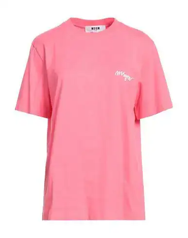 Msgm Basic Embroidered T-Shirt - Magenta - 40% Off