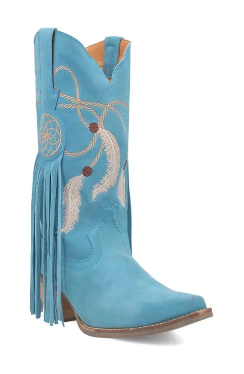 DINGO Day Dream Fringe Embroidered Western Boot - Blue