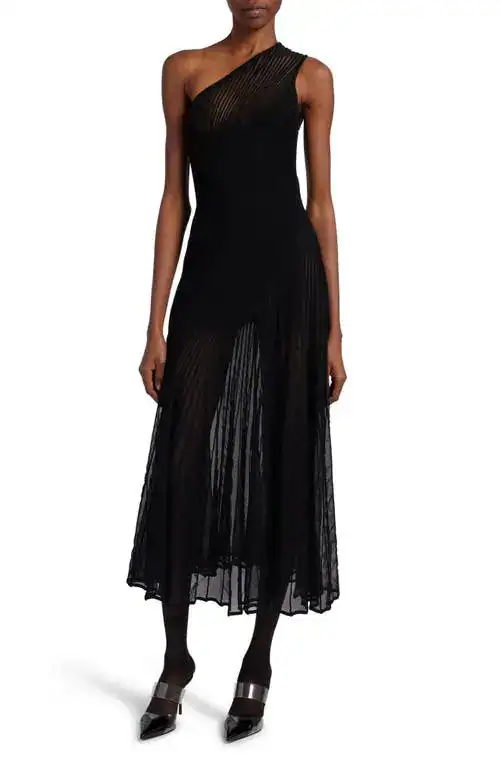 AlaA Twisted Knit One-Shoulder Dress In Noir Alaia - 70% Off | Editorialist
