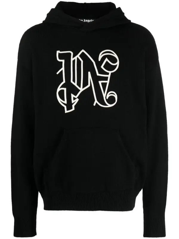 Palm Angels Monogram-embroidered Knitted Hoodie