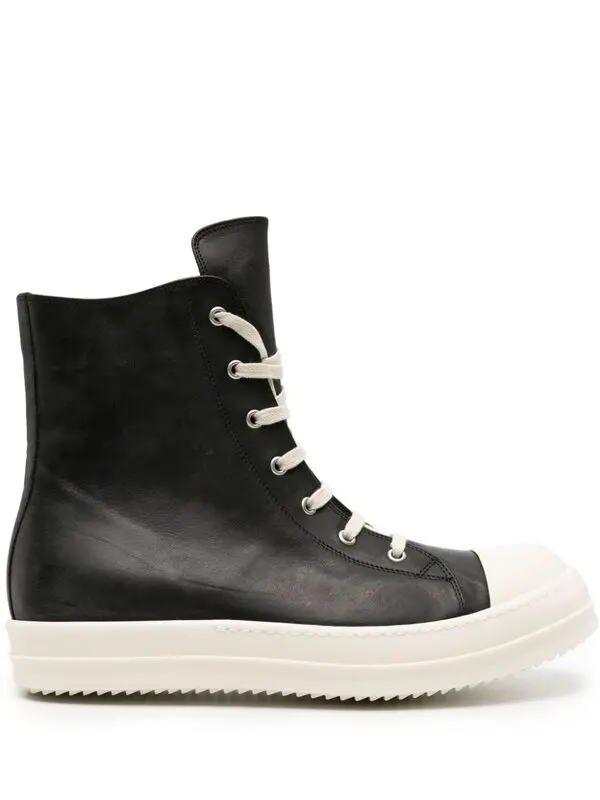 Rick Owens High-top Leather Sneakers - Black