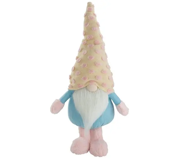 NORTHLIGHT Standing Spring Plush Gnome Figure W / Polka Dot Hat