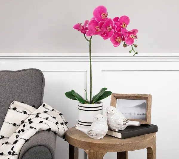 NORTHLIGHT Real Touch Pink Artificial Orchids I N Ceramic Pot