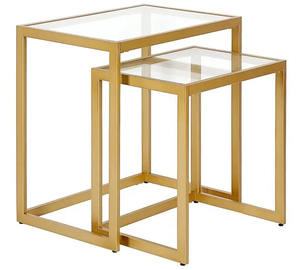 HUDSON&CANAL Hudson & Canal Rocco Nested Side Table-nickel/b Rass