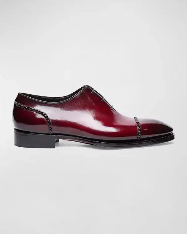 Santoni Limited Edition Pierce Leather Oxfords - Red | Editorialist