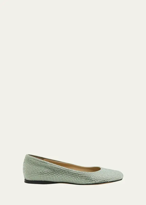 Loewe Strass Leather Ballerina Flats - Pistachio | Editorialist