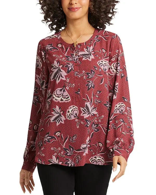 NYDJ Simone Pleated Blouse - Rosa Blooms