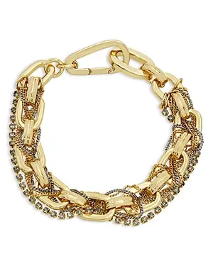 All Saints Rhinestone Chain Braided Link Bracelet In Two Tone - Gold ...