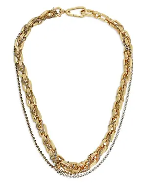 All Saints Rhinestone Chain Braided Link Collar Necklace In Two Tone ...