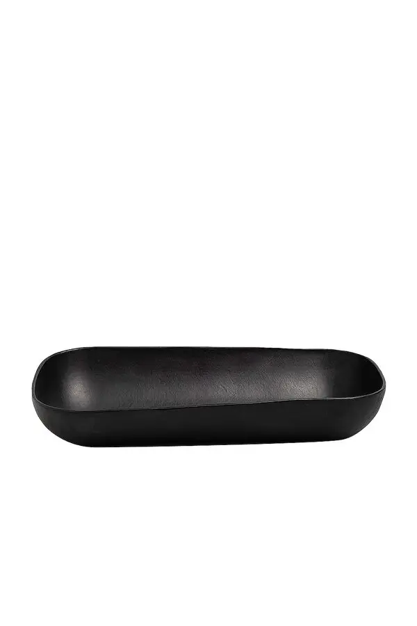 HUNTING SEASON Molded Leather Oversized Oval Bowl - Black