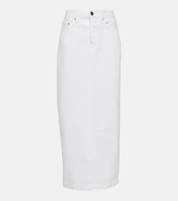 Wardrobe.NYC Cotton Denim Maxi Skirt - White