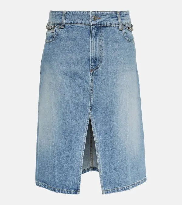 Stella McCartney Front-slit Denim Midi Skirt - Blue