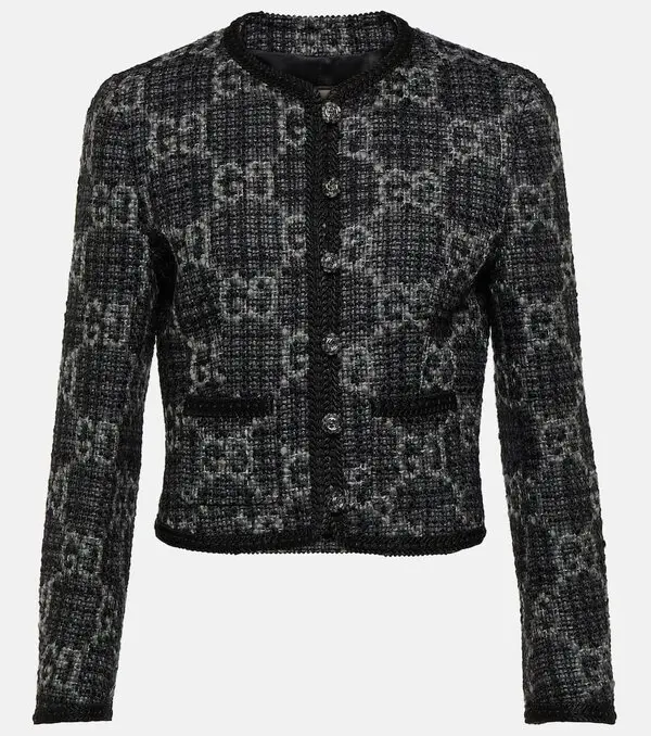 Gucci Gg Single-breasted Wool-blend Tweed Jacket - Multicoloured