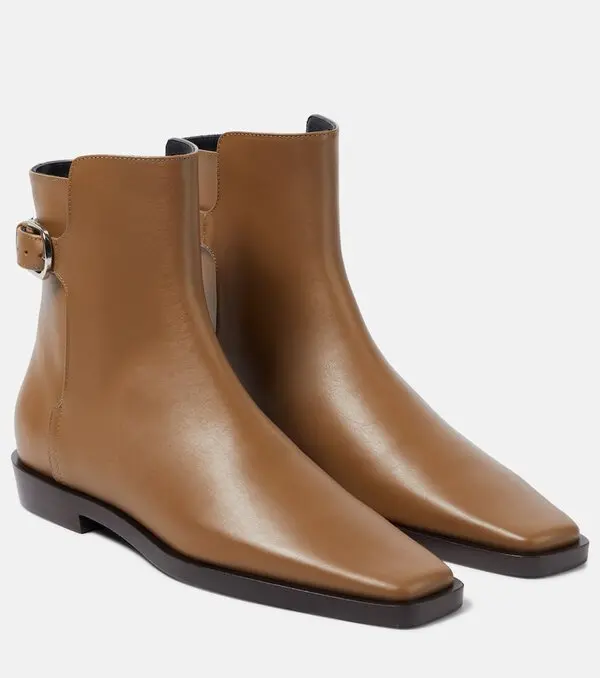 TOTÊME The Belted Leather Ankle Boots - Brown